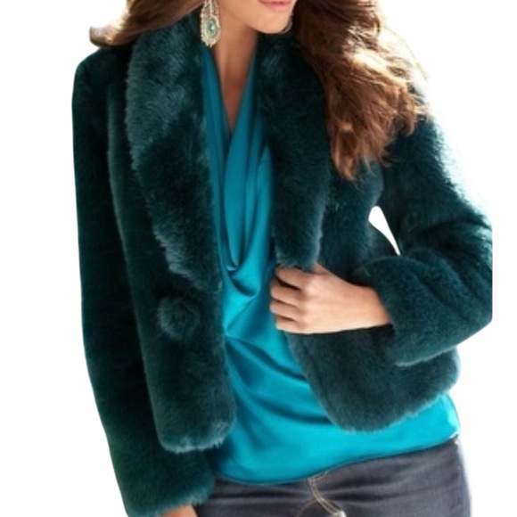 Boston Proper | Jackets & Coats | Boston Proper Dark Teal Faux Fur ...